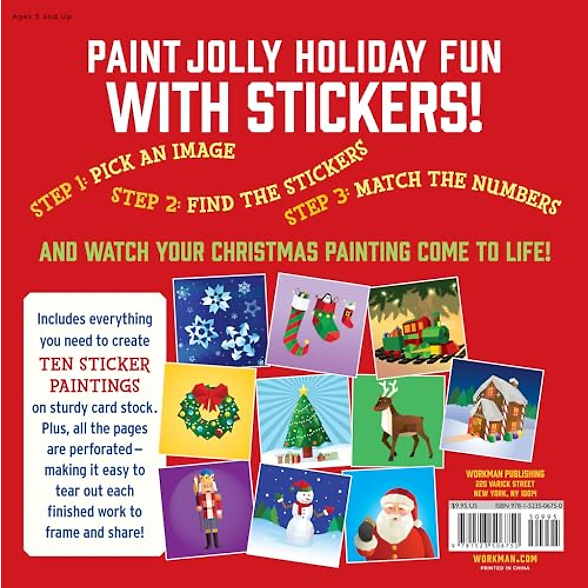 Paint by Sticker Kids: Christmas: Create 10 Pictures One Sticker at a Time! Includes Glitter Stickers