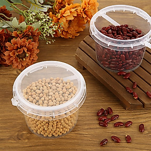 CYEAH 50 Pcs Slime Containers Bulk with Lids and Handles, 10 oz & 16 oz Plastic Storage Bucket Containers, Mini Toy Storage Case for DIY Art Craft, Pigment, Small Tools, Part Material