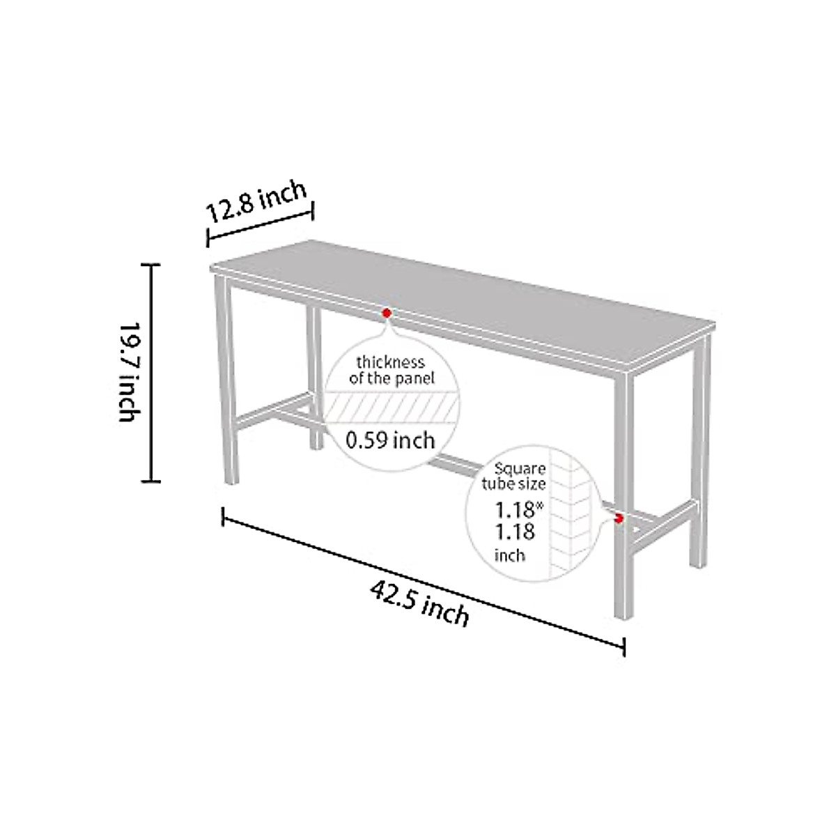 Coral Flower Dining Bench, Table Benches, Pair of 2, Industrial Style Indoor Benches for Kitchen, Dining Room, Living Room, Rustic Brown