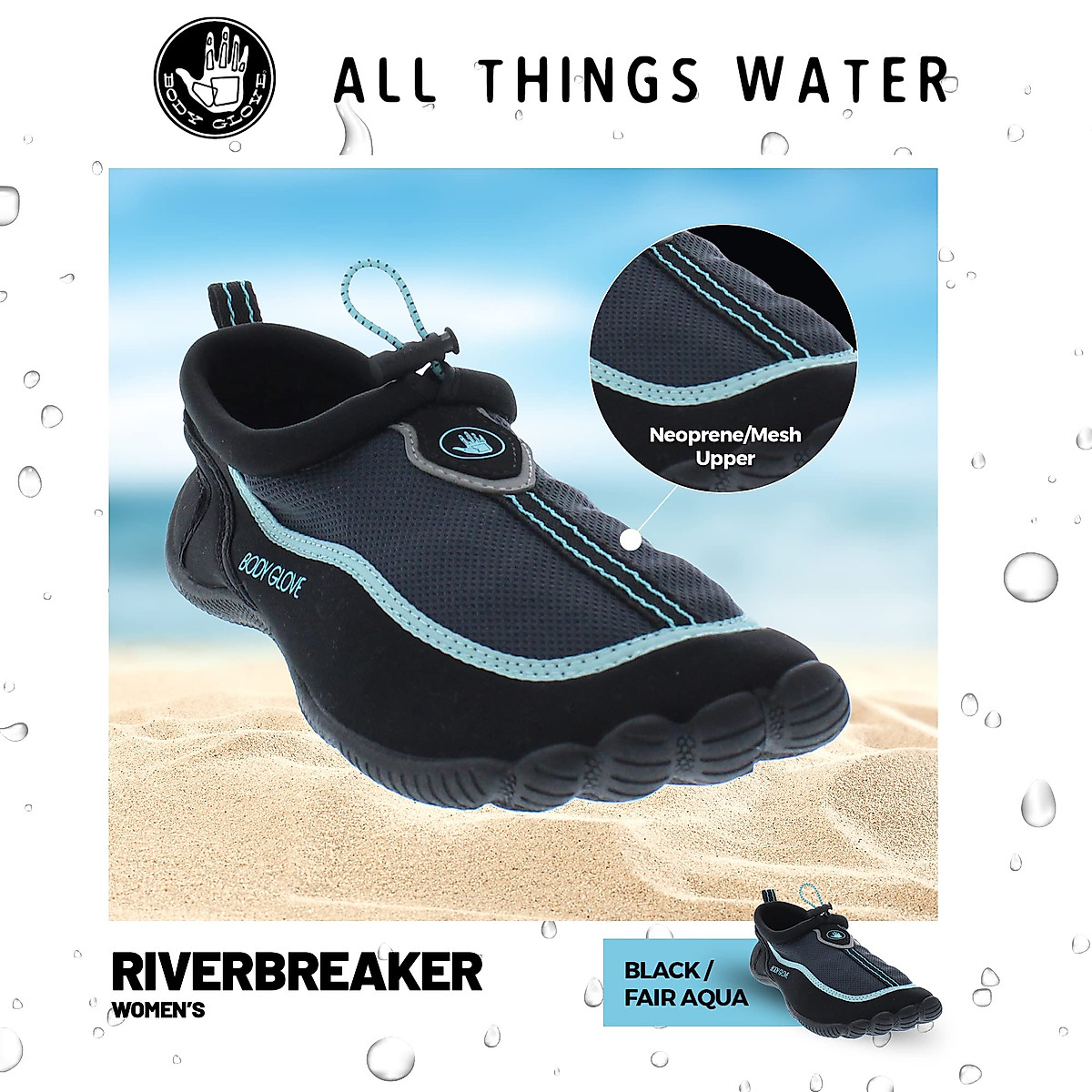 Body Glove Womens Water Shoes Water Socks, Riverbreaker, Water Shoes Women Beach Shoes Swim Shoes Aqua Shoes Quick-Dry