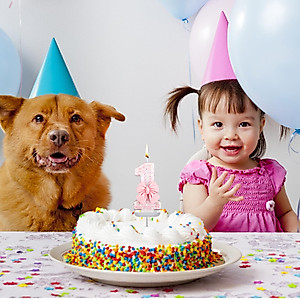 Pink Number Candles, Pink Bowknot Number Candles Glittering Birthday Number Candle for Cake Birthday Party Wedding Anniversary (Number 1)