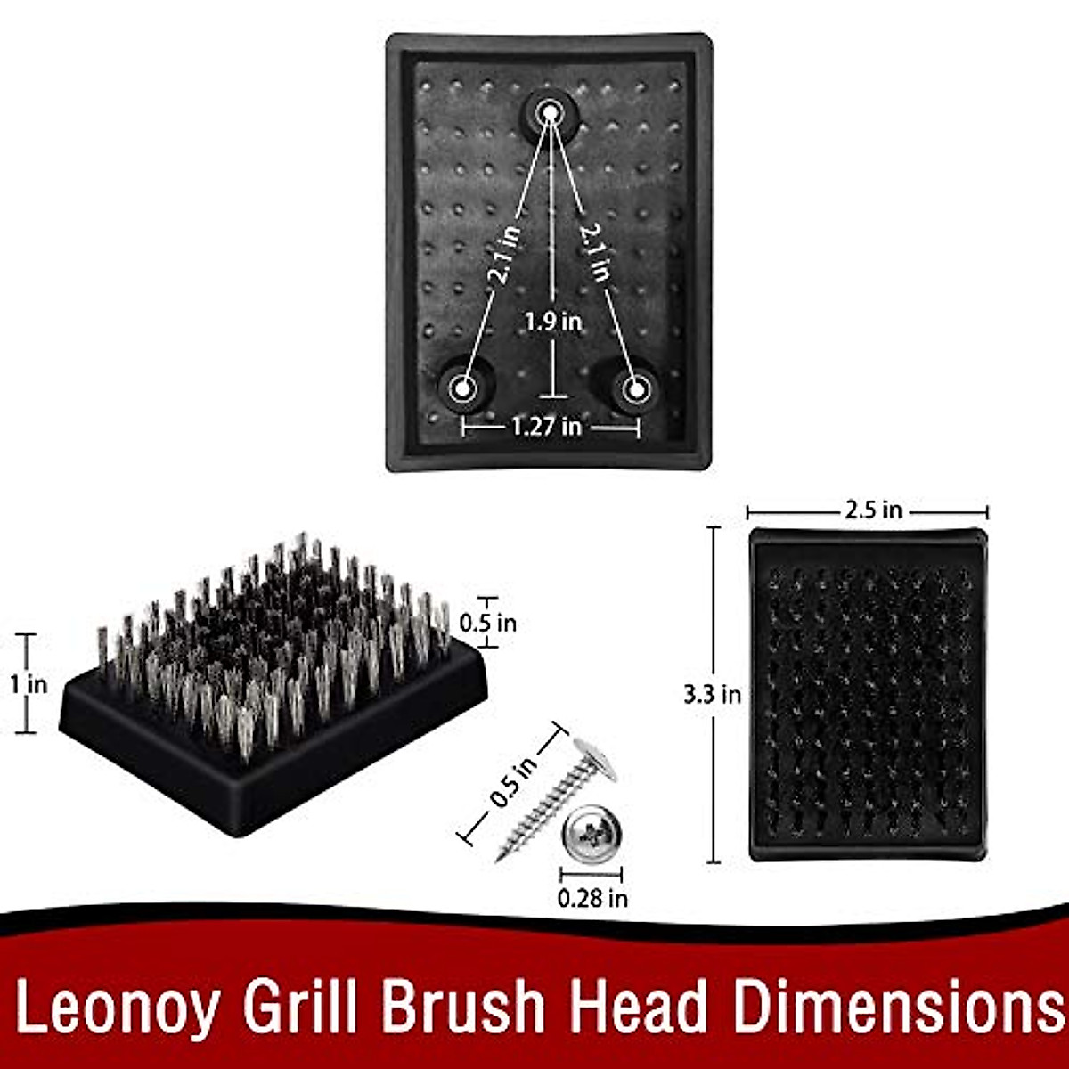 8 PCS Grill Brush Replacement Heads, Leonyo Wire Bristle Free Grilling Accessories Cleaning Brush Replaceable Heads for Grill Brush and Scraper, Grill Barbecue Cleaner Refill, Perfect Griller Choice