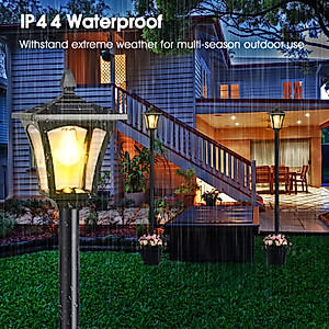 Mancra 65" Solar Lamp Post Light with Planter, Glass 60 Lumens Solar Garden Lights Outdoor Waterproof Solar Pole Lights Patio Decor, Warm White