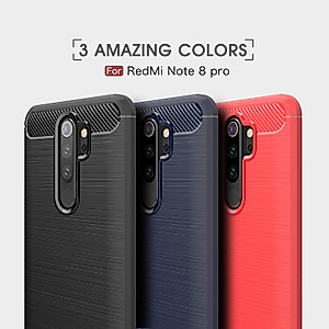 CruzerLite Case Compatible with Xiaomi Redmi Note 8 Pro Case, Carbon Fiber Texture Design & Leather Texture Back Cover Anti-Scratch Shock Absorption Case Made for Xiaomi Redmi Note 8 Pro (Black)