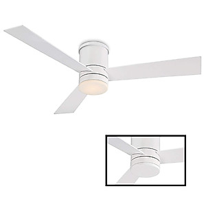 Axis Smart Indoor and Outdoor 3-Blade Flush Mount Ceiling Fan 52in Matte White with 3000K LED Light Kit and Remote Control works with Alexa, Google Assistant, Samsung Things, and iOS or Android App