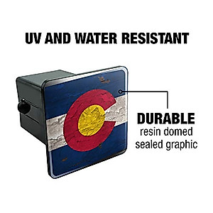 Rustic Distressed Colorado State Flag Tow Trailer Hitch Cover Plug Insert