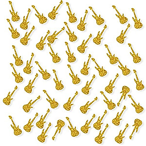 Set of 100 Guitar Confetti, Gold Glitter Guitar Birthday Confetti, Music Themed Party Confetti, Guitar Smash Cake Decor, Happy Birthday Party Decor