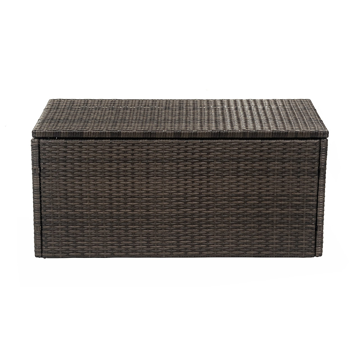 D&F Design Jackson Indoor & Outdoor PE Wicker Coffee Table with Storage, Patio Resin Rattan for Furniture Covers, Pillow, Toys and Gardening Tools Grey (Brownish Grey)