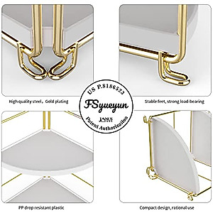 FSyueyun 2-Tier Corner Bathroom Countertop Organizer, Kitchen Spice Rack Makeup Storage Shelf Vanity Bedroom Storage Tray (Gold)