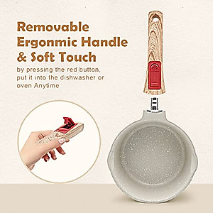Bobikuke Saucepan with Lid Nonstick, 1.5 Quart Sauce Pan Small Soup Pots for Cooking, Sauce Pot with Lid Compatible for All Stoves, Milk Pan with Removeable Handle, Oven& Dishwasher Safe