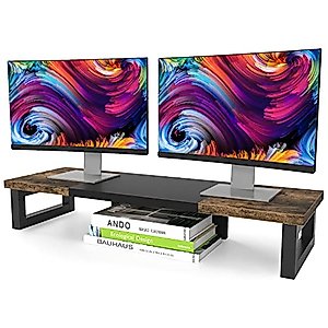 WESTREE Dual Monitor Stand Riser-Monitor Stand Riser for 2 Monitors, Sturdy Computer Monitor Stand, Multi-Purpose Desktop Storage Stand for Computer,Laptop,Printer,TV