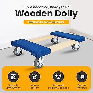 HaulPro Heavy Duty Furniture Dolly Fully Assembled with Four Wheels- 30" x 18"- 900 pound Capacity for Easy Moving and Transport