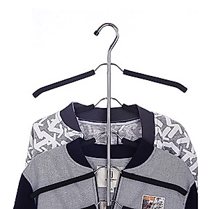 JFFLYIT Blouse Tree Hangers Multi-Layer Clothes Hangers 3 Pack 5 in 1 Non Slip Space Saving Closet Organizer Stainless Steel Shirt Hangers Coats Hangers（Black）