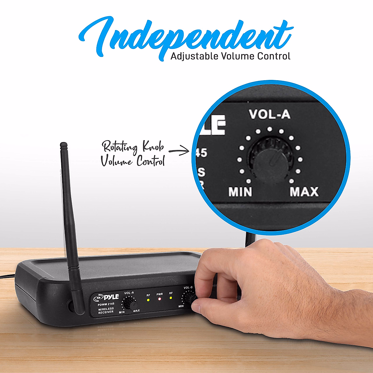 Pyle Dual Channel Wireless Microphone System - VHF Fixed Dual Frequency Wireless Mic Receiver Set with 2 Lavalier, 2 Headset Mics, 2 Transmitter, Receiver - For PA, Karaoke, Dj Party - Pyle PDWM2145