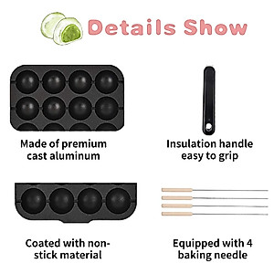 Non-stick Takoyaki grill pan Non-rusty Takoyaki Pan with Baking Needle, Even Heat Conduction- Easy to Demold and -Takoyaki Plate Takoyaki Maker Takoyaki Pan, Support Gas/Electric