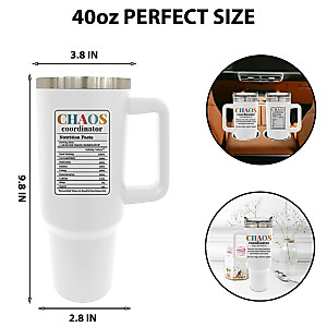 Chaos Coordinator 40oz Tumbler Thank You Gifts Water Bottle Double Wall Travel Coffee Mug Stainless Steel Vacuum Insulated Thermal Cup Boss Lady Gifts for Women Doctor Secretary Birthday Christmas