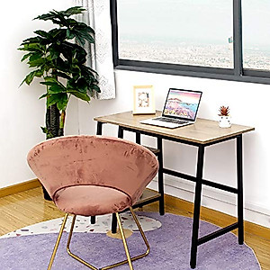 Coral Flower Landisl Desk,Simple and Modern Design,with Two Open Shelves for Books, Office Supplies or Accessories Within Easy Reach，Light Oak