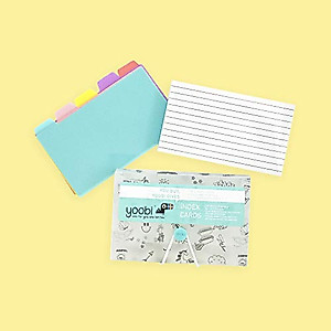 Yoobi Index Cards with Case | 4 Pack of Fun | 400 Total Notecards with Holder | Create Flash Cards for Homeschool