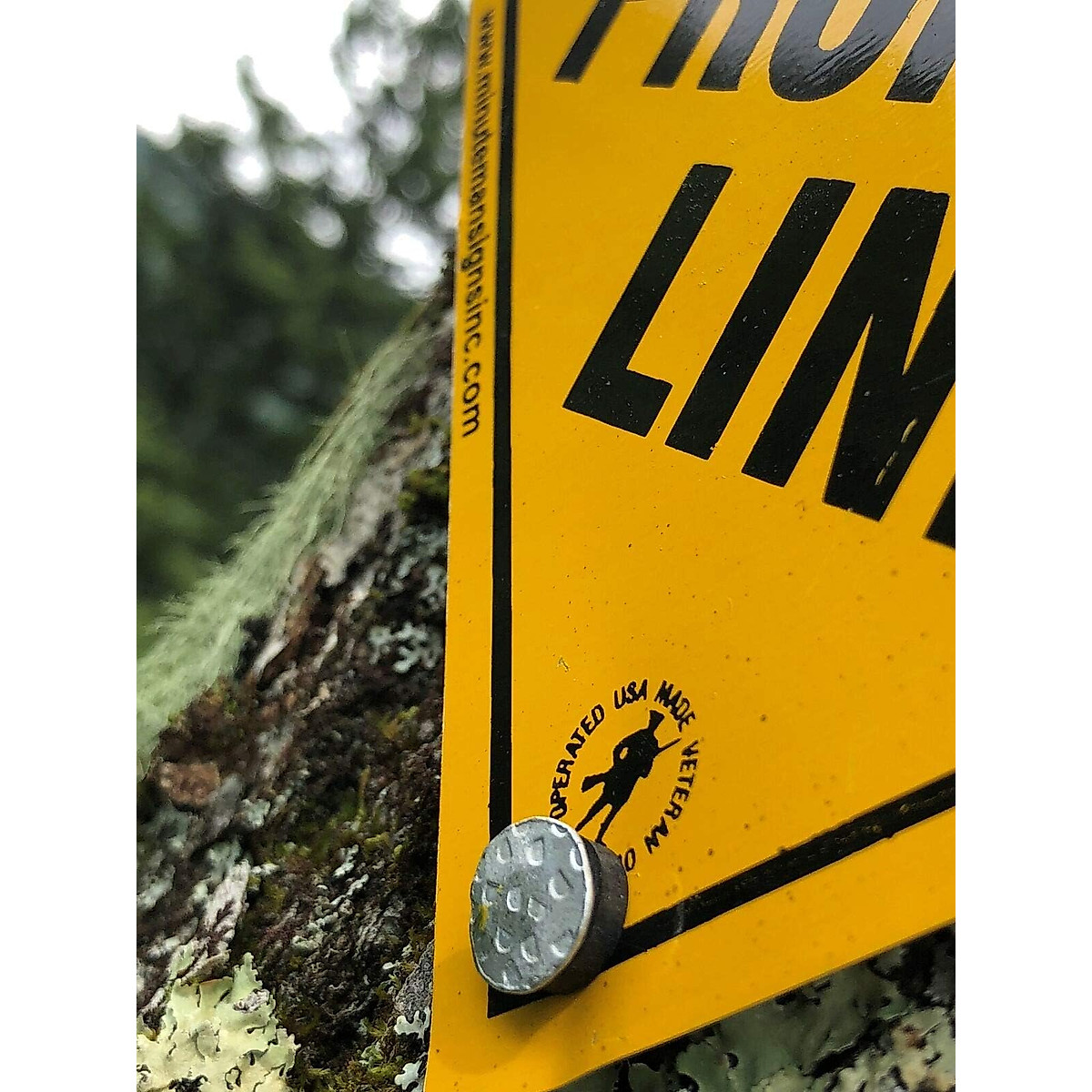 No Trespassing, No Hunting, No Fishing, Boundary Marker, Small, Diamond, Aluminum, Yellow, 10 Pack