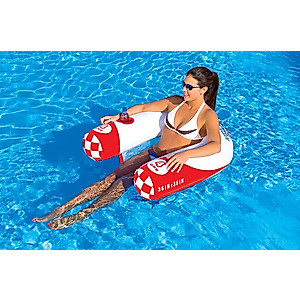 Sportsstuff Noodler 1 Inflatable Floating Lounge Chair with Cup Holder, Red & White