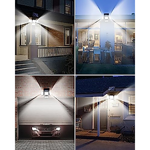 UTEBIT Solar Motion Sensor Flood Light, 4 Heads LED Security Lights, IP65 Waterproof Outdoor Wall Light, 3000LM Snowflake Lights, USB Chargeable 3 Modes Garden Yard Solar Lights for Outside