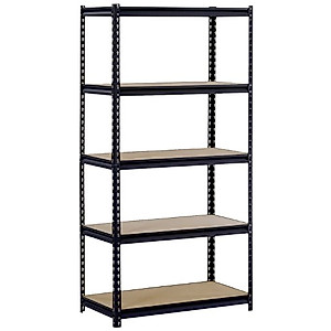 Sandusky/Edsal UR185P-BLK Black Steel Heavy Duty 5-Shelf Shelving Unit, 4000lbs Capacity, 36" Width x 72" Height x 18" Depth (Does not include post couplers)
