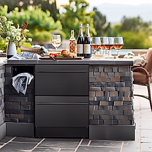 Tylza Under Counter Drawer Fridge 24 Inch, Built-in/Freestanding Beverage Refrigerator for Home and Commercial Use, Stainless Steel Material, Fast Cooling, Low Noise, Black