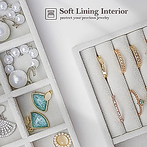 ProCase Set of 4 Stackable Jewelry Organizer Trays for Drawers, Jewelry Drawer Inserts Container for Earrings Necklaces Rings Bracelets -Grey