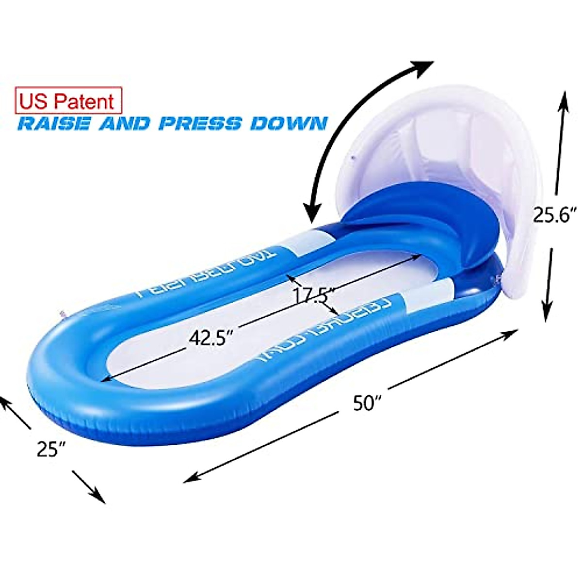 Joliyoou Pool Float with Canopy, Inflatable Pool Lounge with Shade for Adults, Inflatable Rafts for Swimming Pool Party Water Mat