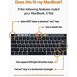 UPPERCASE GhostCover Premium Ultra Thin Keyboard Protector, Compatible with MacBook Pro with Touch Bar 13" and 15" (2016 2017 2018 2019, Apple Model Number A1706, A1707, A1989, A1990, A2159)