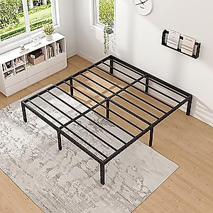 NEW JETO Metal Bed Frame-Simple and Atmospheric Platform, Storage Space Under The Heavy Duty Frame Bed, Durable Queen Size Suitable for Bedroom