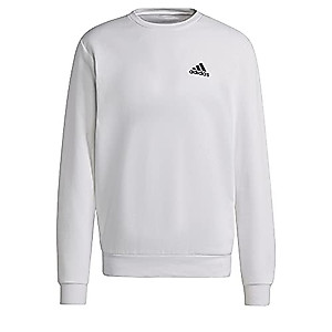 adidas Men's Essentials Fleece Sweatshirt, White/Black, X-Large