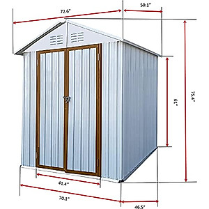 EMKK 4FTx6FT Storage Sheds Outdoor, Utility Steel Tool Sheds for Garden Backyard Lawn, Large Patio House Building with Lockable Door