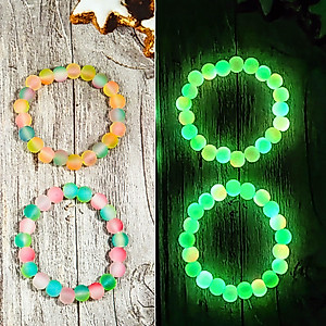 630PCS Glass Beads for Jewelry Making, 24 Color 8mm Glow in the Dark Glass Beads for Bracelets Making Gemstone Loose Spacer Beads for DIY Craft Friendship Bracelets Necklace Earring (8MM-Glowing)