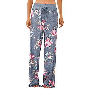 X-Image Women's Fold Over High Waist Wide Leg Long Palazzo Pants Light Grey, Medium