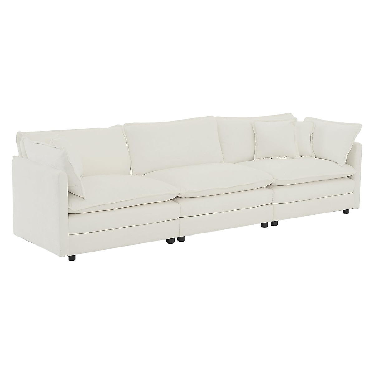 Neylory Oversized Modular Sectional Chenille Fabric Sofa Set,Extra Deep Seat Cloud Couch, Modular Sectional Couch,115 inch Width,3 Seat Modular Sofa Beige