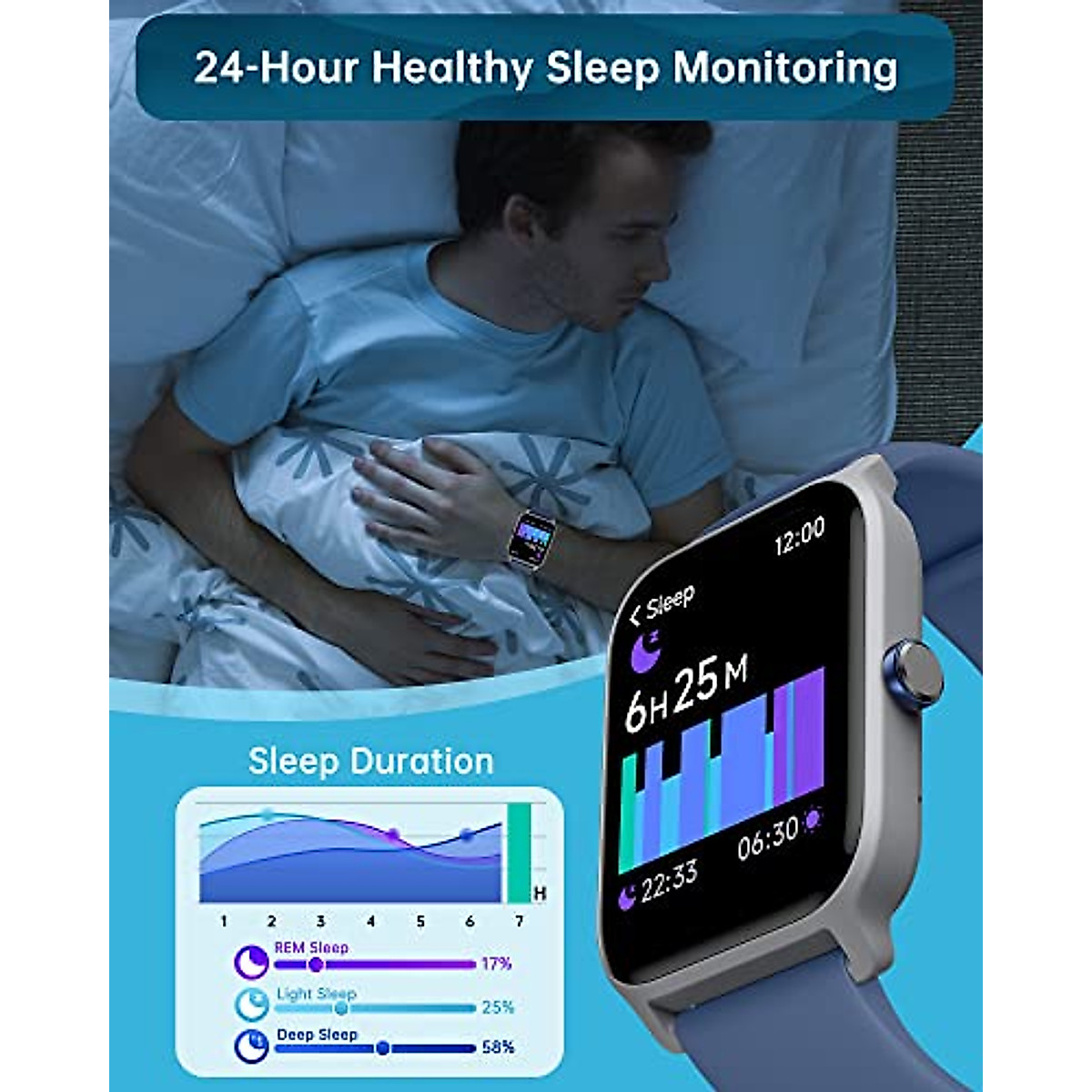 Smart Watches for Men Women (Answer/Make Call), Alexa Built in, 1.8" Full Touch Screen Fitness Tracker with Heart Rate SpO2 Sleep Monitor IP68 Waterproof Smart Watch for iPhone Android Phones