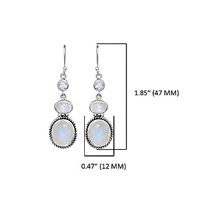 YoTreasure .925 Sterling Silver Natural Moonstone Dangle Earrings Jewelry
