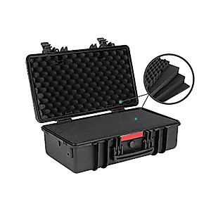 Monoprice Weatherproof Hard Case - 22 x 14 x 8 Inches - With Customizable Foam, IP67, Shockproof, Name Plate, Black