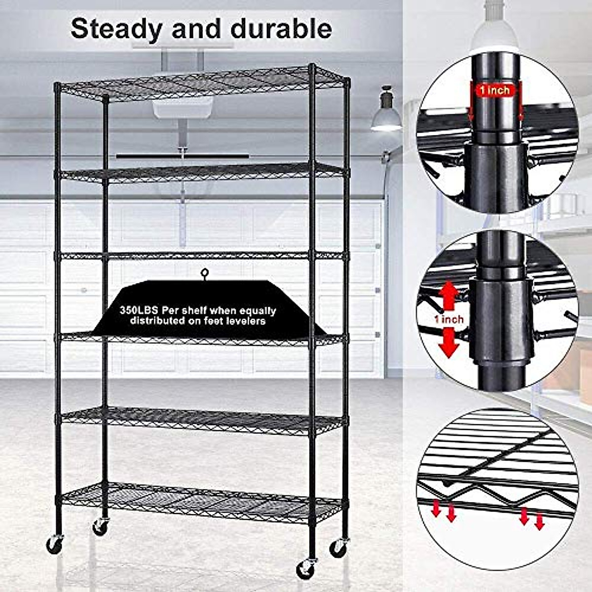 ZZD 6 Tier Storage Shelves for Storage Rack, 82" Heavy Duty Wire Shelving Unit Metal Storage Shelf 2100Lbs Capacity Adjustable Layer Metal Rack Strong for Restaurant Garage Kitchen
