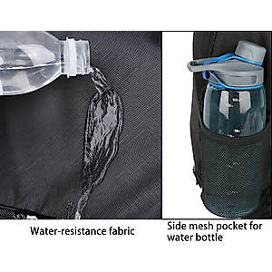 Mouteenoo Sport Gym Backpack Shoes Compartment Drawstring Backpack Men Women (Black/Black)