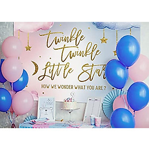 Lofaris Twinkle Twinkle Little Star Gender Reveal Backdrop Boy or Girl Pink or Blue How We Wonder What You are Golden Star Party Decoration Photography Background Cake Table Banner Wallpaper 7x5ft