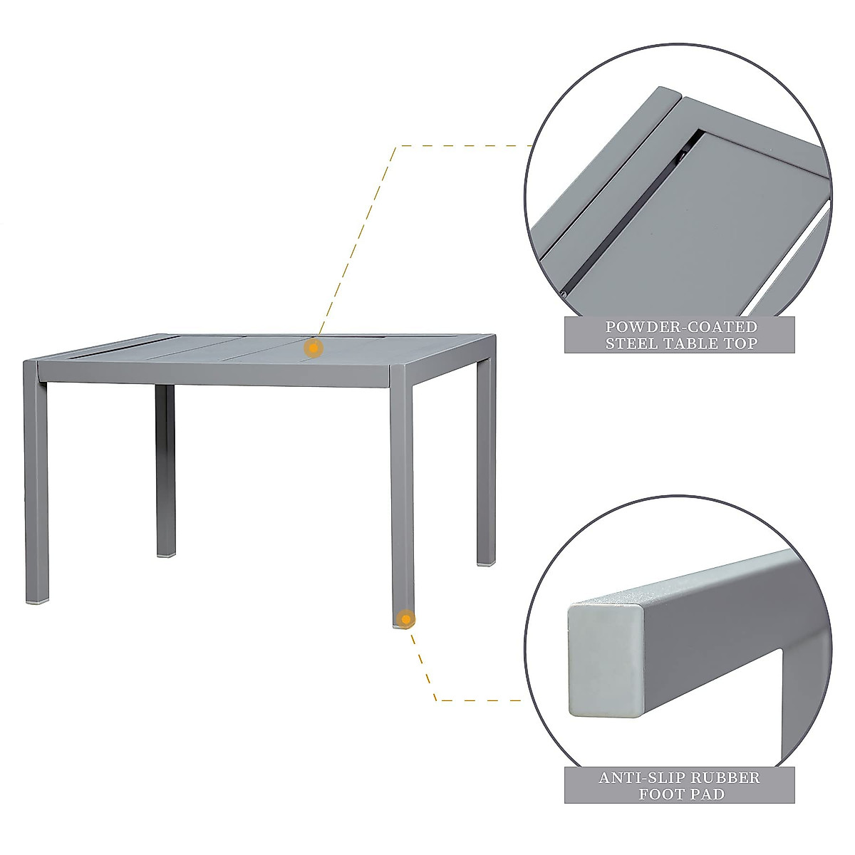 Domi 3 Pieces Adjustable Chaise Lounge Set Outdoor Patio Lounge Chair All Weather Five-Position Recliner Chair Set w/Coffee Table for Patio, Pool, Yard (Blue)