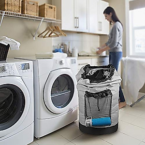 Dalykate Laundry Backpack with Shoulder Straps and Mesh Pocket Durable Nylon Clothes Hamper Bag with Drawstring Closure for College, Travel, Laundromat, Apartment