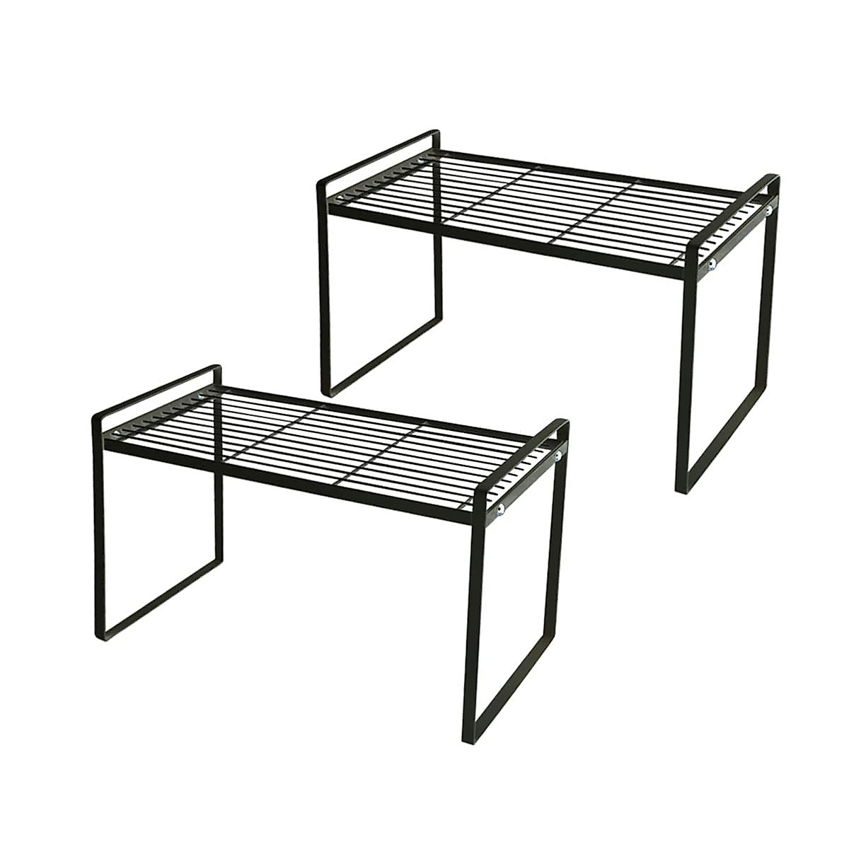 Tonxus 2pcs Kitchen Cabinet Shelf,Stackable Countertop Spice Rack,Iron Cabinet Organizer Shelves,Kitchen Counter Storage Rack for Pantry Bathroom Bedroom