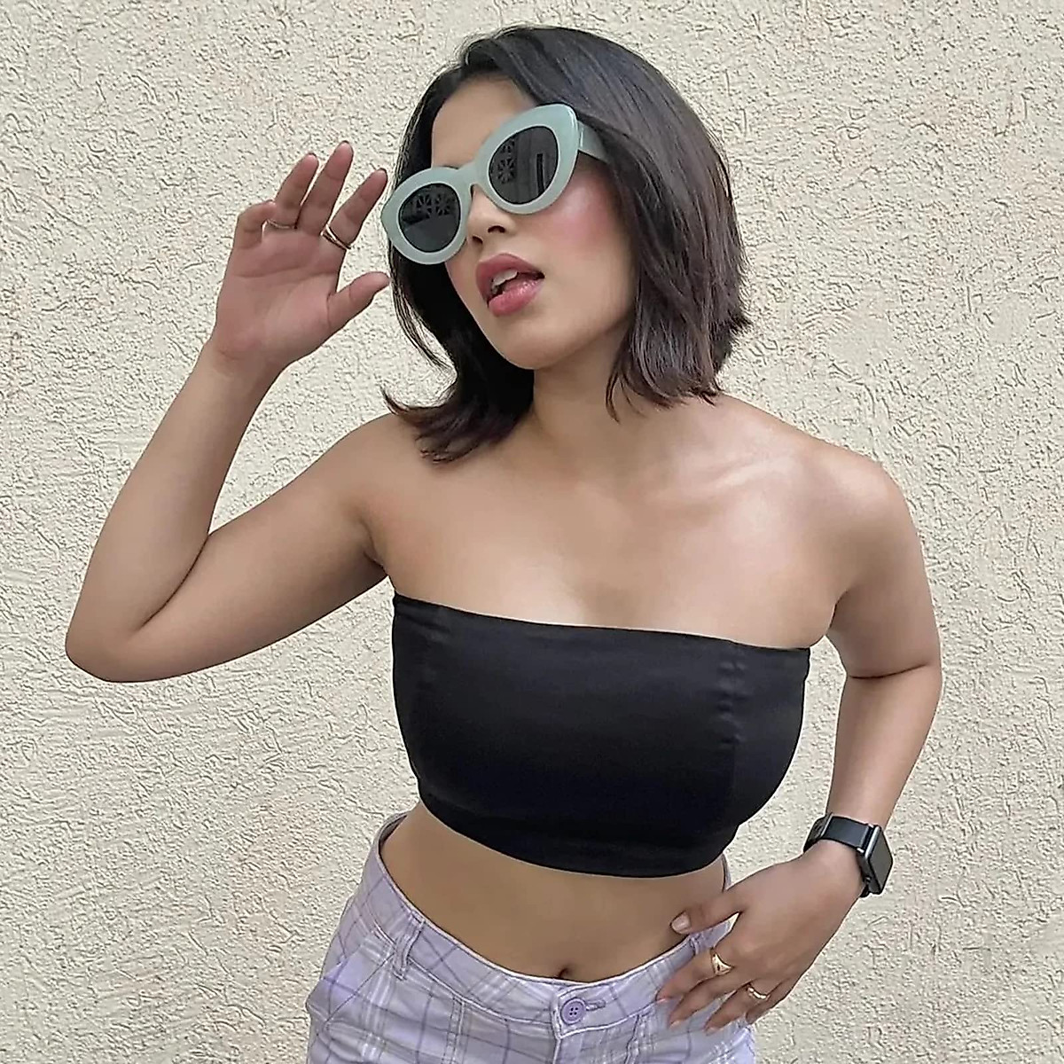 AIEYEZO Oversized Cat Eye Sunglasses for Women Cute Oval Thick Frame Cateye Sun Glasses Chic Retro Style Shades (Blue)