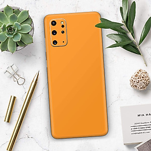 DesignSkinz Solid Orange Protective Vinyl Decal Wrap Skin Cover Compatible with The Samsung Galaxy S20 (Screen Trim & Back Glass Skin)