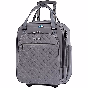 EMPSIGN Underseat Carry On Wheeled - 16” Multi-functional Lightweight Overnight Rolling Underseater Bag, Carry-on Bag with Spinner wheels for Women Men Travel Business, Dark Grey