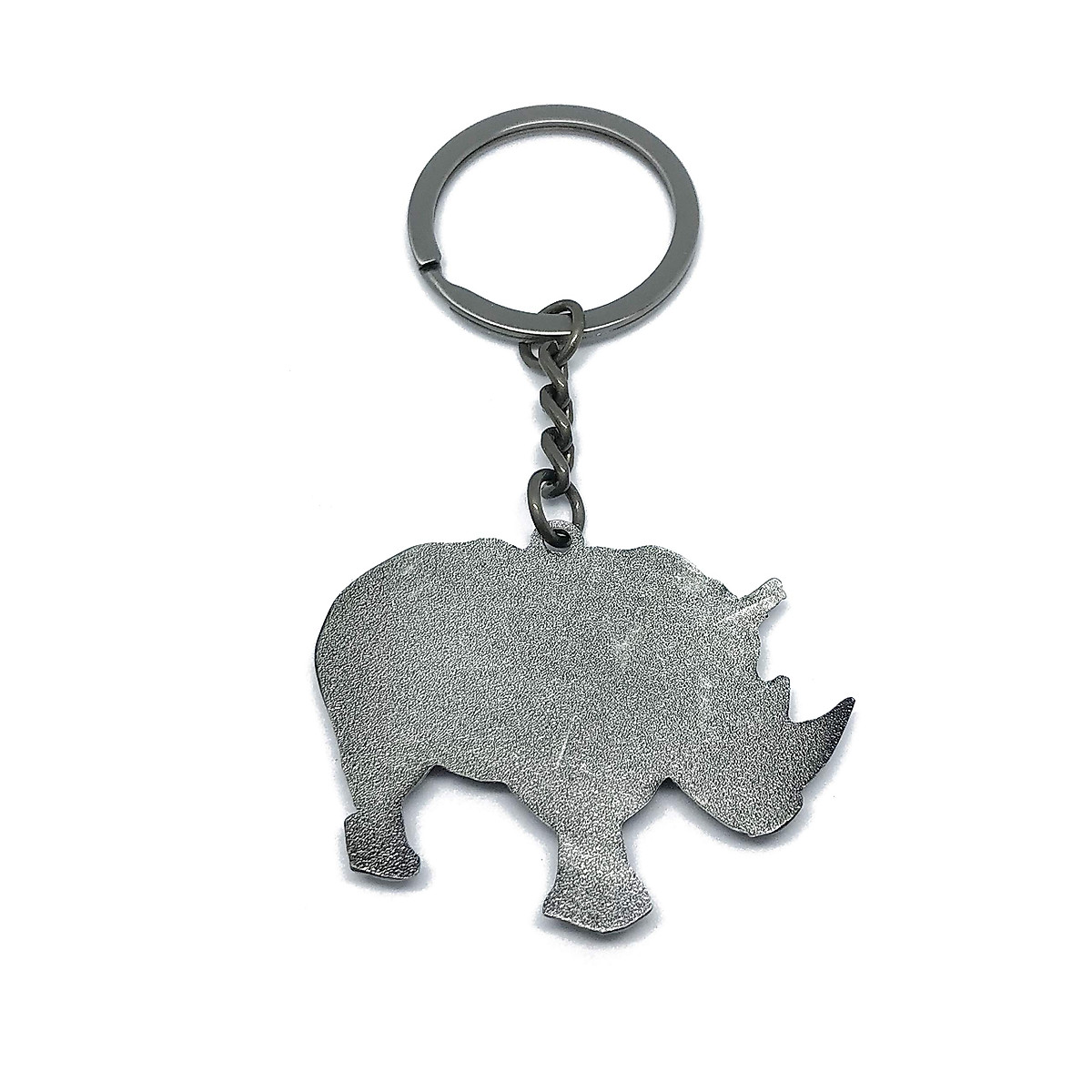 Sonoran Souvenirs RHINOCEROS Pewter Keychain - Good Luck Charm Rhino Decorative Safari Jungle Animals