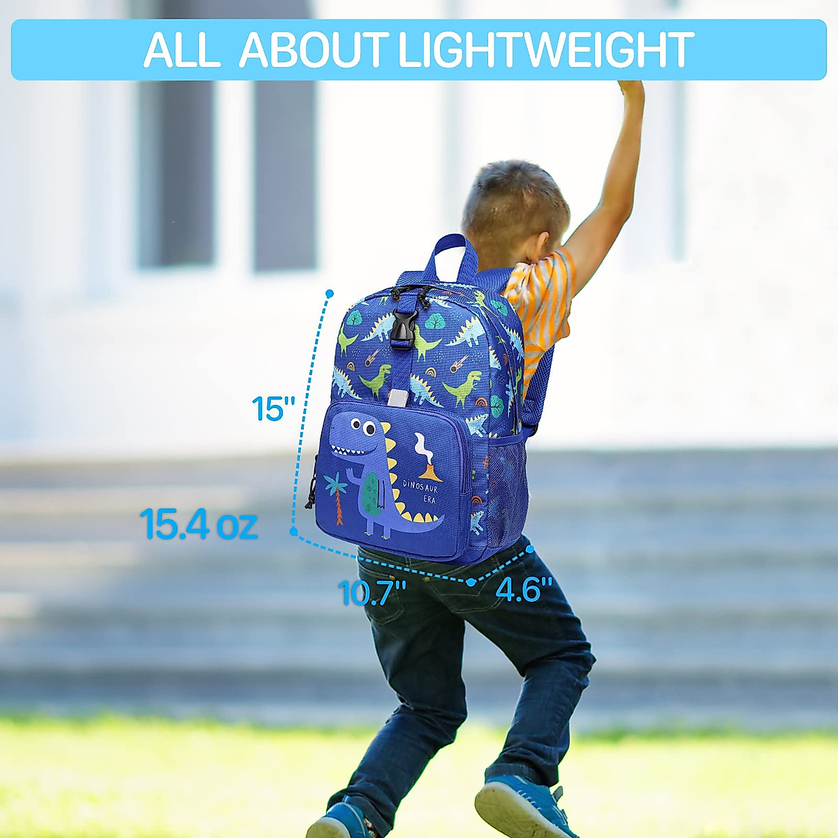 Bagseri Kids Clear Backpack Boys - 15 Inch Kids Backpacks for School Safe and Lightweight Spinal Protection Bookbag for Boys Clear Bookbag for Kids Aged 3 to 7, Black Dinosaur